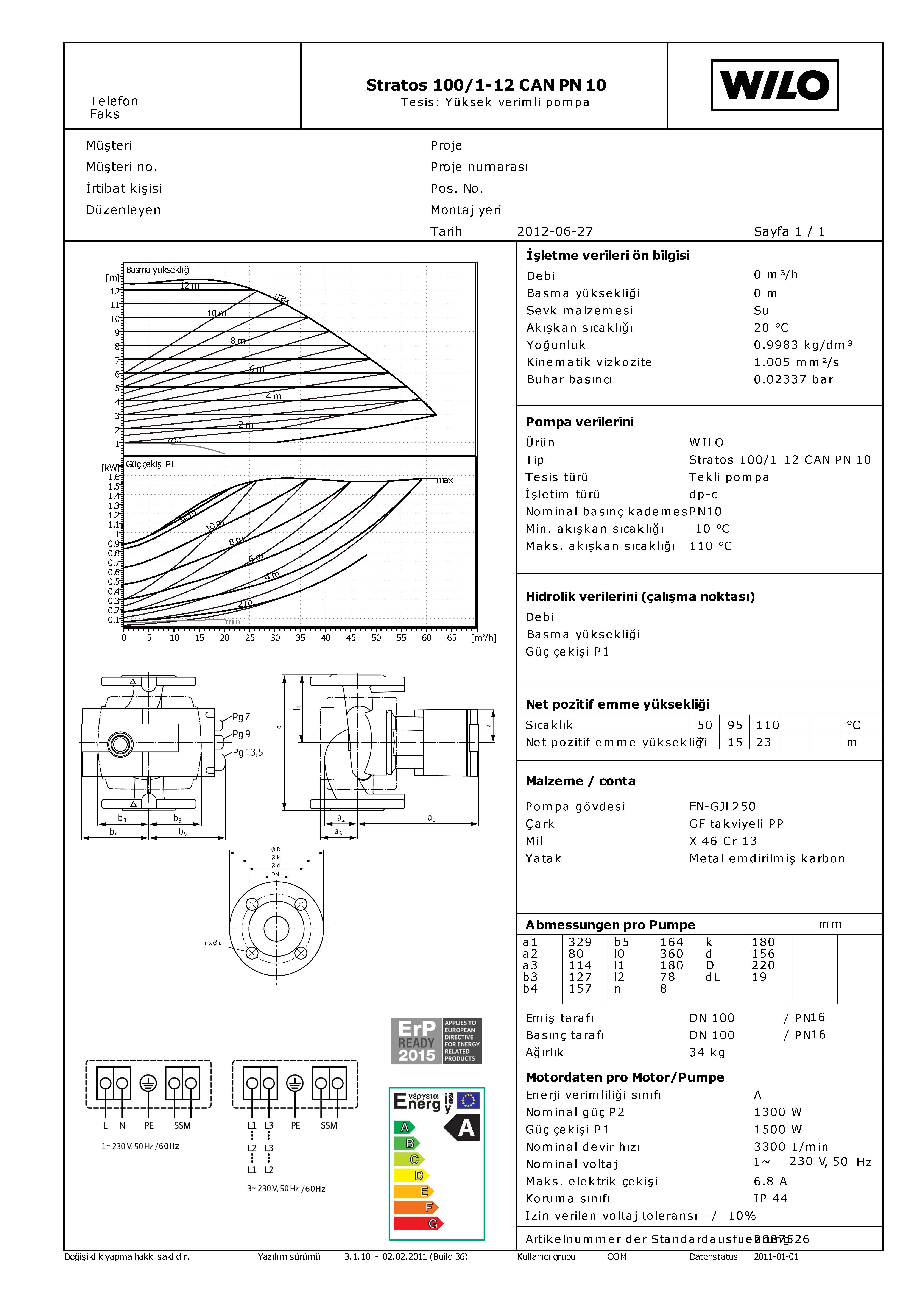 Stratos 100/1-12 PN10 Enerji Tasarruflu Yüksek Verimli Sirkülasyon ...
