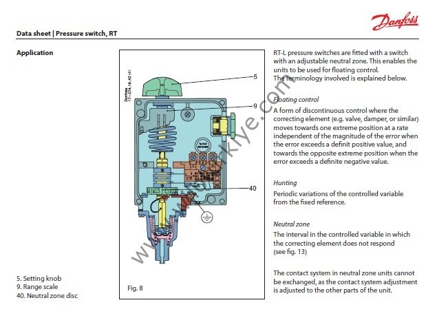 Danfoss RT-200 0,2-6 Bar Basınç Anahtarı 017-523766 Danfoss I 9.929,28 ...